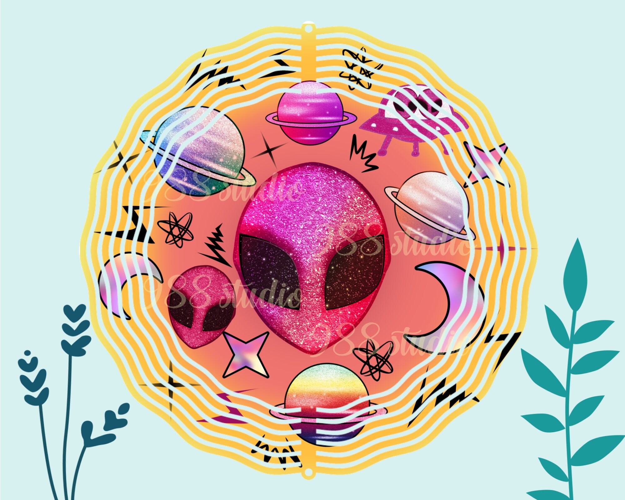 Alien Wind Spinner Sublimation Png Alien Sublimation Png - Etsy