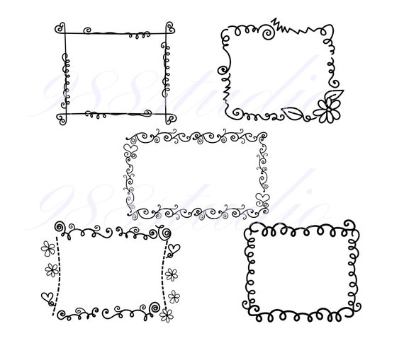 Doodle Frame Clip Art Frame Png Doodle Frames Doodle | Etsy