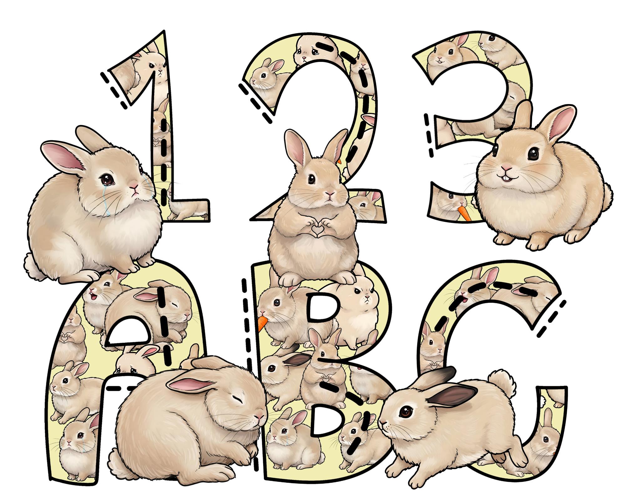 Rabbit Fonts, Animal Alphabet Png, Pdf, Cute Rabbit, Rabbit Letters Png ...
