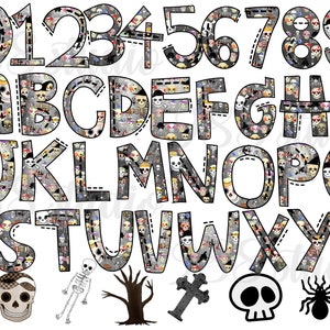 Skulll Alphabet Clip Art, Halloween Font Png, Skeleton Letters Png ...