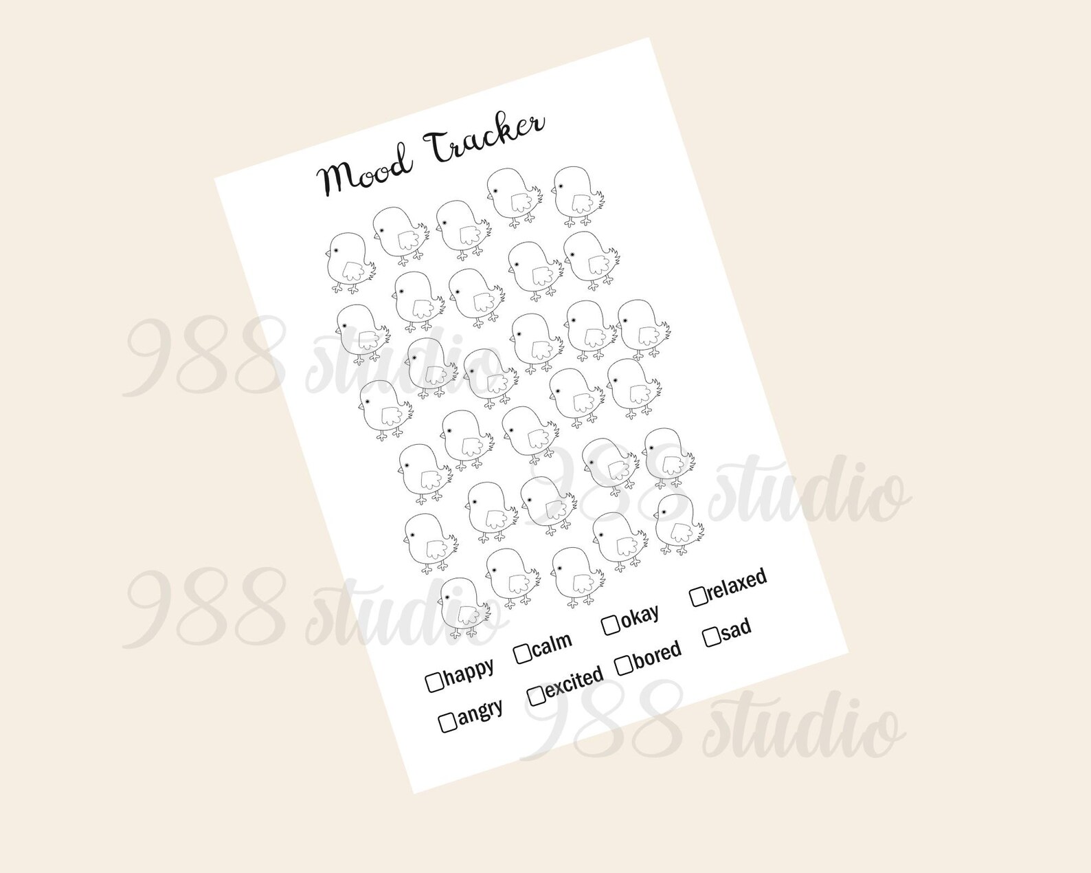 Mood Tracker Printable, Chicken Mood Tracker, Journal Page, Monthly ...