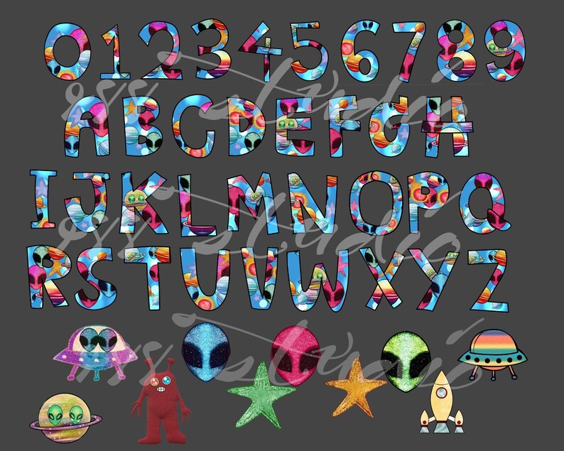 Space Alphabet Png Outer Space Alphabet Alien Font Letter - Etsy