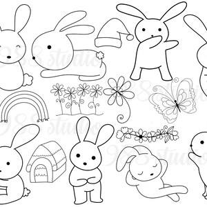 Rabbit SVG, Doodle Rabbit Png, Animal Clip Art, Rabbit Line Drawing ...