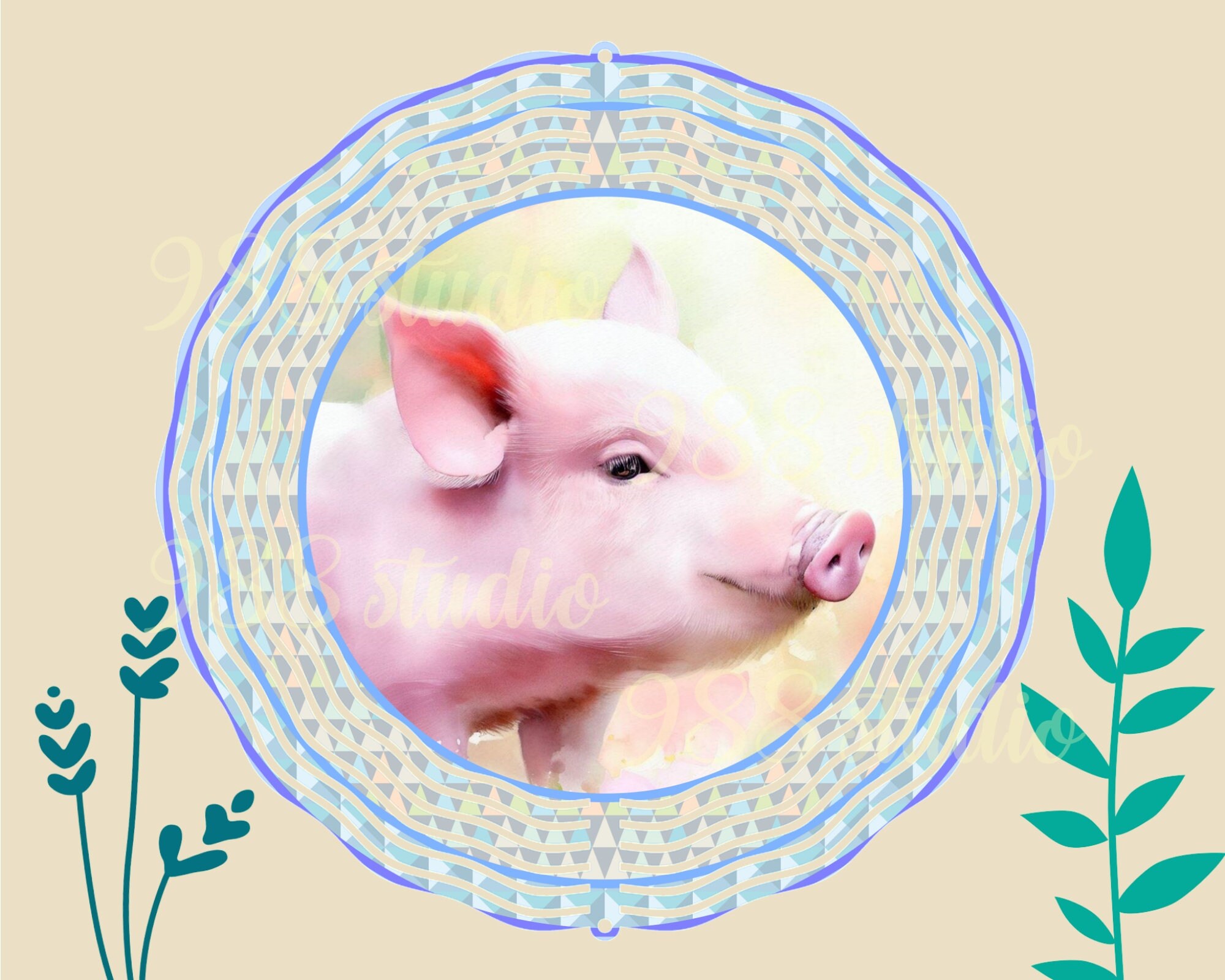 Pig Wind Spinner Png Pig Sublimation Farm Animal Wind - Etsy