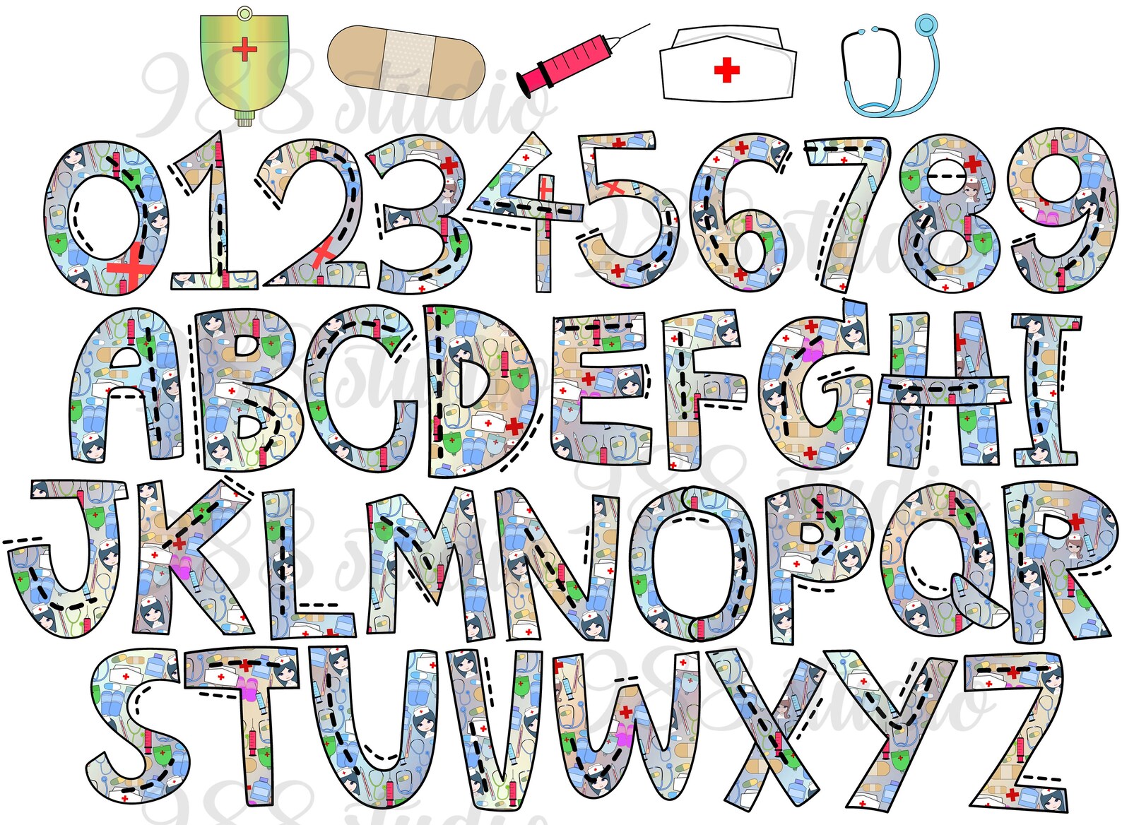 Nurse Alphabet Png, Hospital Clip Art, Nurse Sublimation, Cute Letters ...