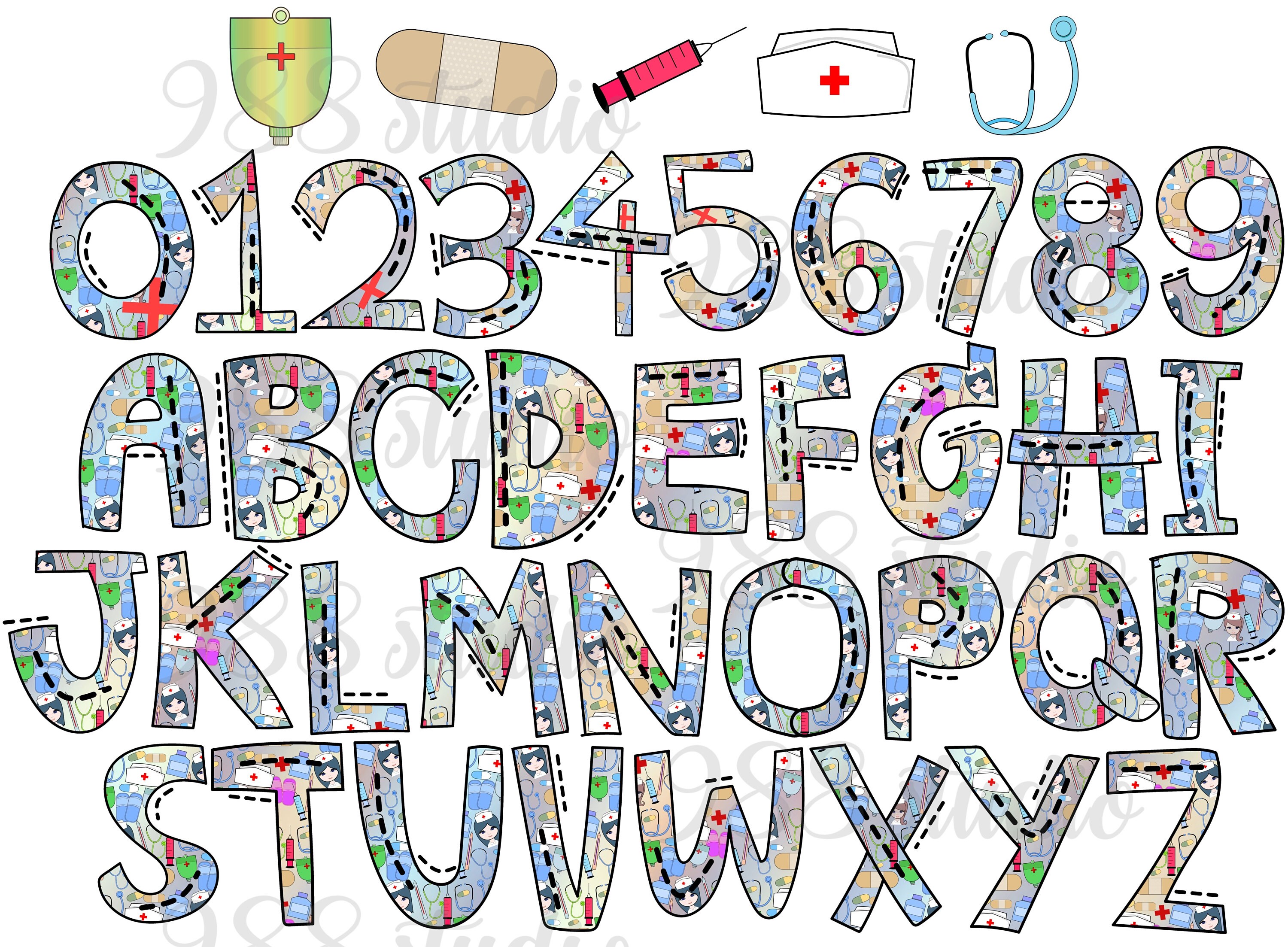 Nurse Alphabet Png, Hospital Clip Art, Nurse Sublimation, Cute Letters ...