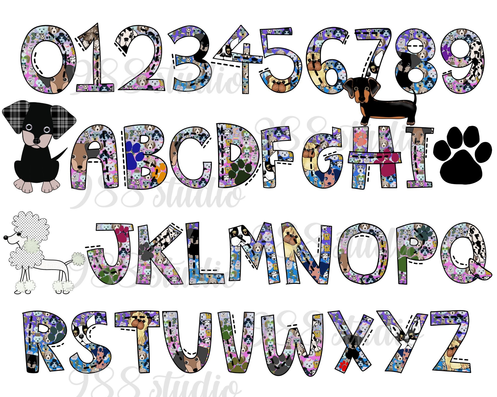 Dog Font Clip Art, Dogs Alphabet Png, Abc Printable, Puppy Art, Letter ...