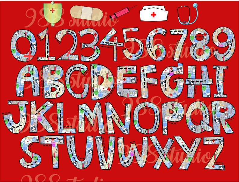Nurse Alphabet Png, Hospital Clip Art, Nurse Sublimation, Cute Letters ...