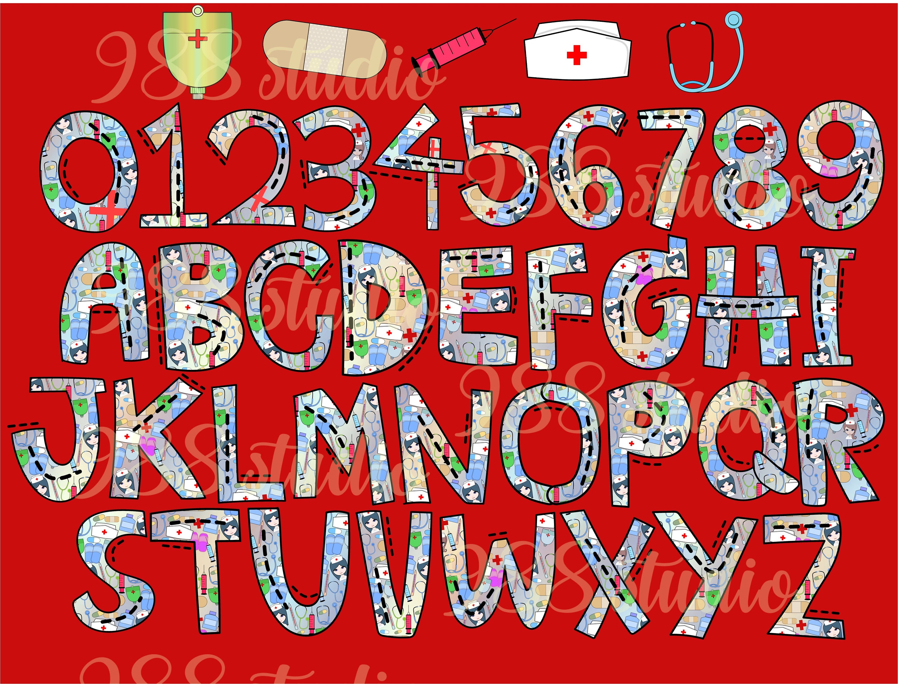 Nurse Alphabet Png, Hospital Clip Art, Nurse Sublimation, Cute Letters ...