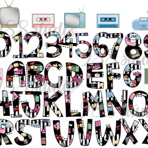 Retro Font Png, Doodle 90s Art, 90s Alphabet, Radio Clip Art, Cassette ...