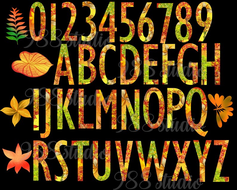 Fall Fonts, Leaves Clip Art, Yellow Font Png, Leaf Clip Art, Season ...