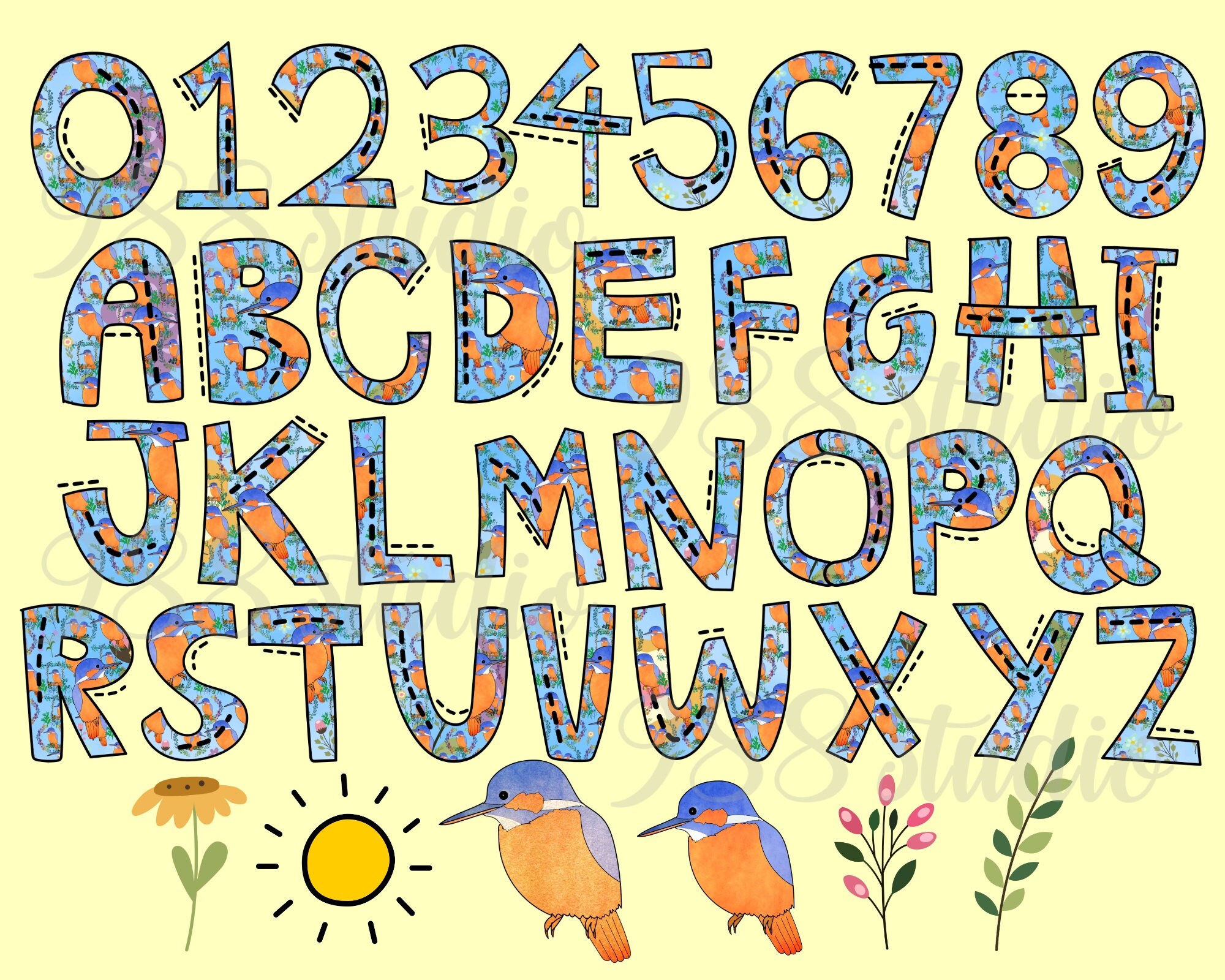 Letras de aves png imágenes prediseñadas del alfabeto martín - Etsy México