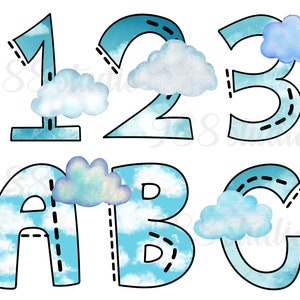 Cloud Font Png, Sky Alphabet Clip Art, Clouds Clip Art, Blue Sky Fonts ...