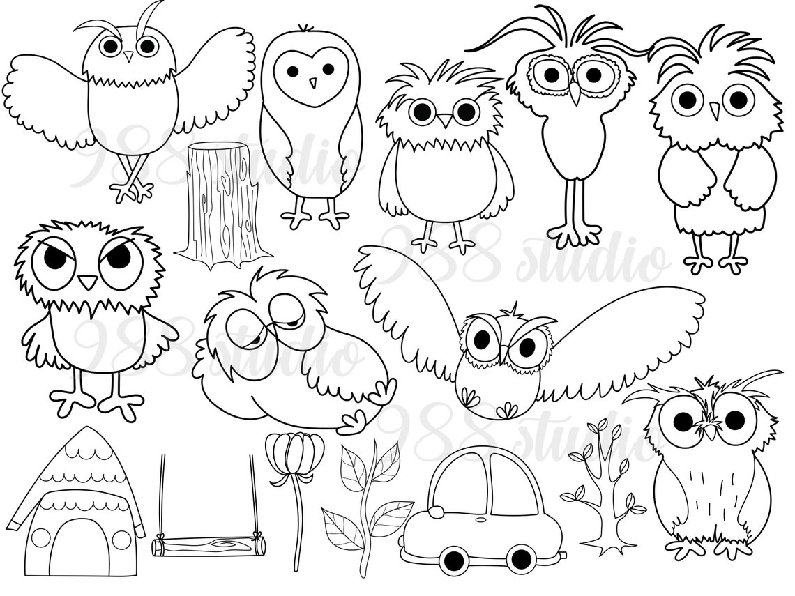 Owl Line Drawings, Owls Svg, Doodle Owl Png, Vector Art, Doodle Line ...