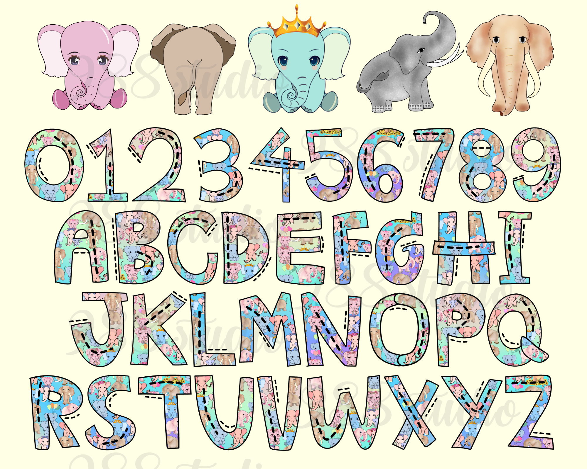 Elephant Font Clip Art, Baby Elephant Png, Animal Clip Art, Wild Animal ...