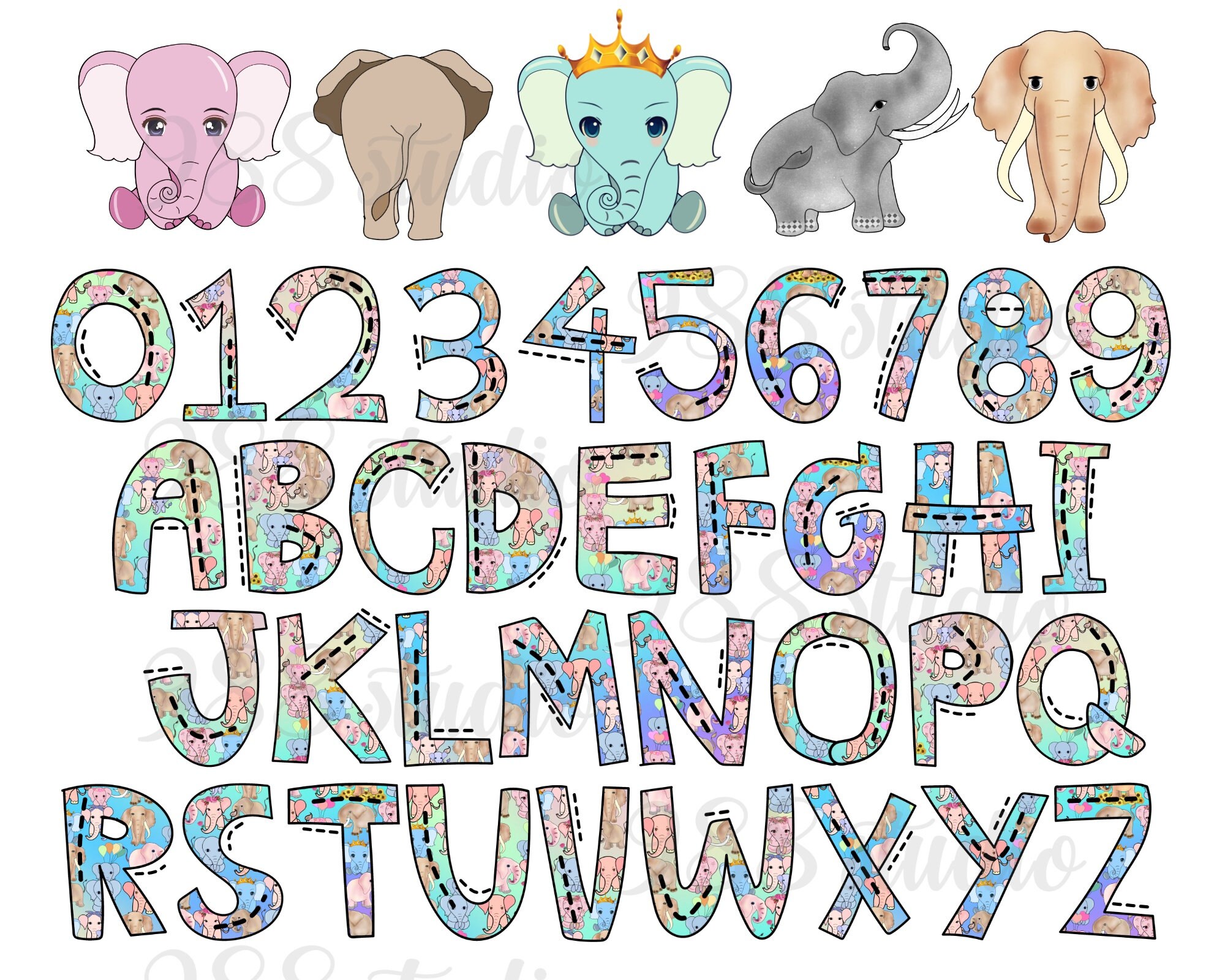 Elephant Font Clip Art, Baby Elephant Png, Animal Clip Art, Wild Animal ...