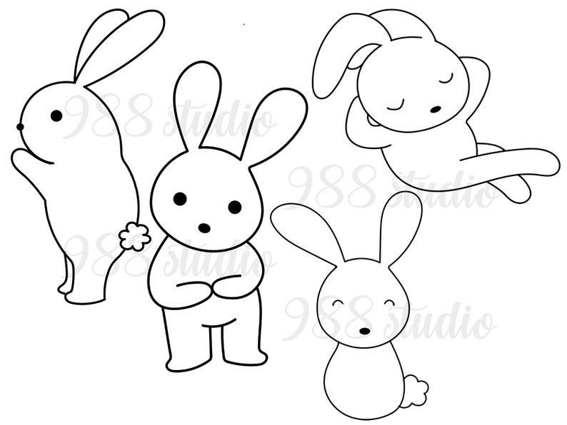 Rabbit SVG, Doodle Rabbit Png, Animal Clip Art, Rabbit Line Drawing ...