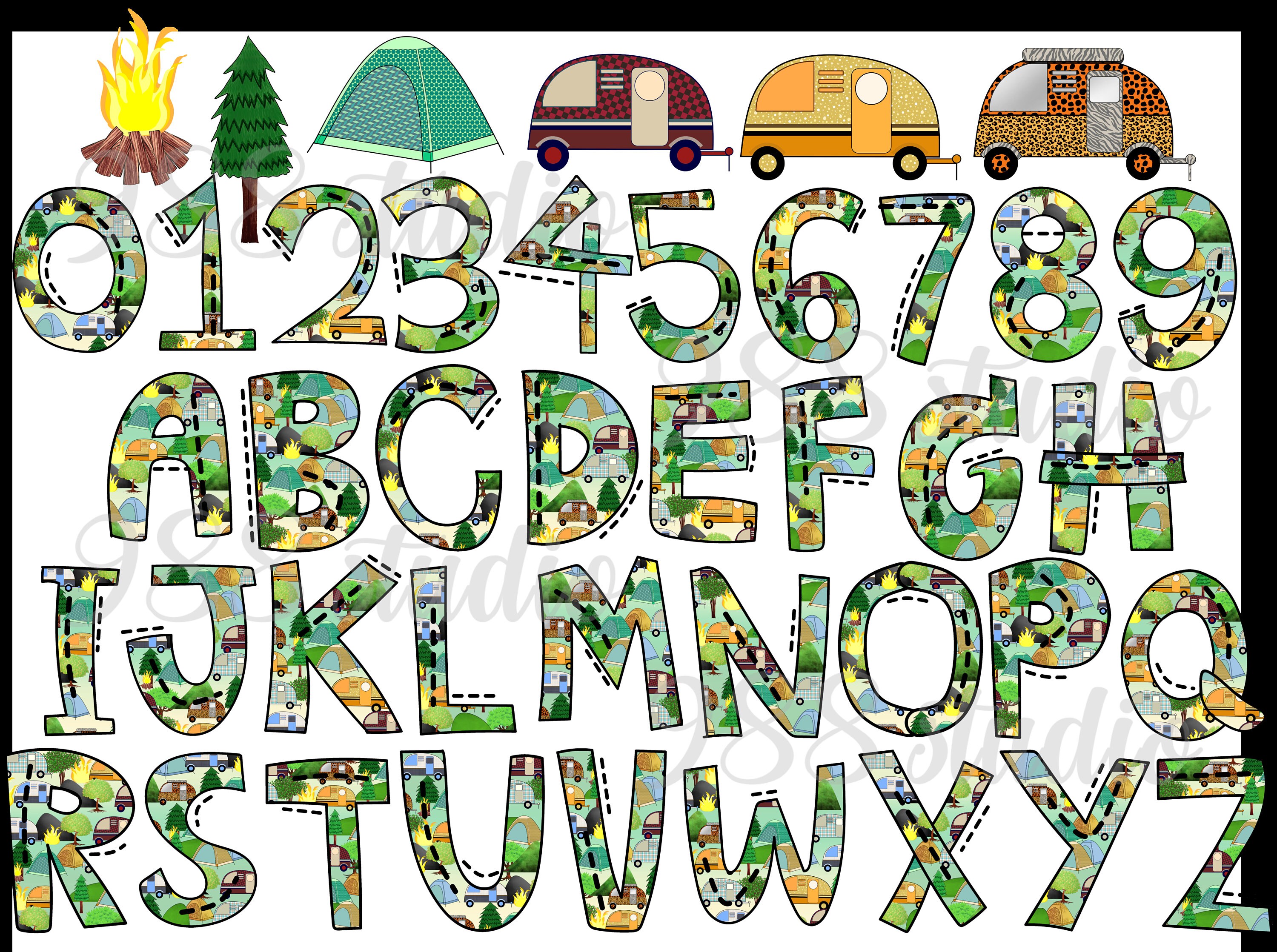 Camping Font Png, Camper Sublimation, Alphabet Letters, Camp Clip Art ...