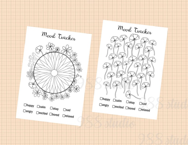 Flower Mood Tracker, Mood Tracker Journal, Monthly Tracker, Emotional ...