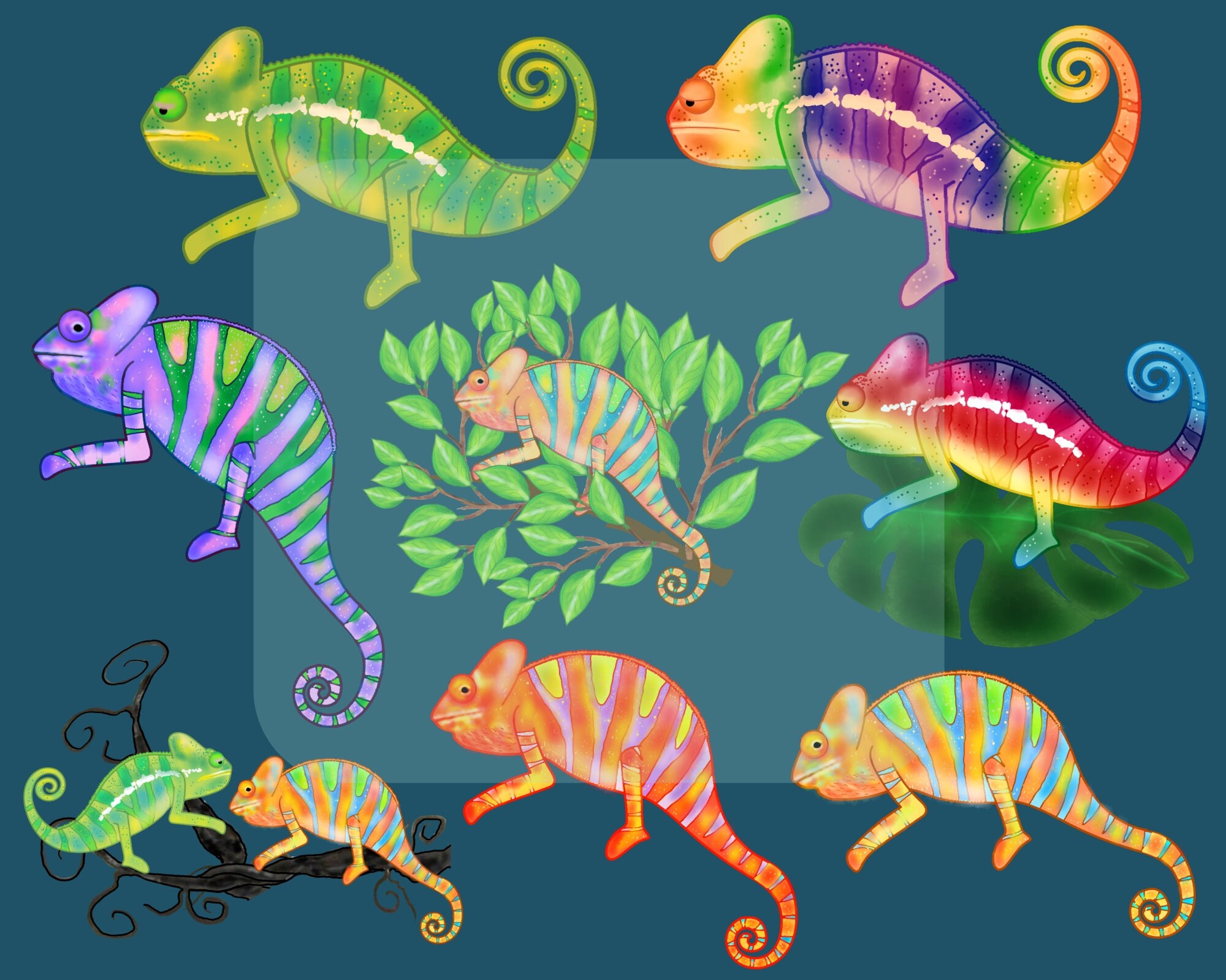 Chameleon Clip Art chameleon Png Chameleon Art Print Animal - Etsy