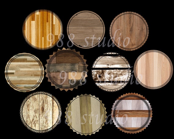 Round tags wood round digital png tag digitals scalloped | Etsy