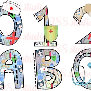 Nurse Alphabet Png, Hospital Clip Art, Nurse Sublimation, Cute Letters ...