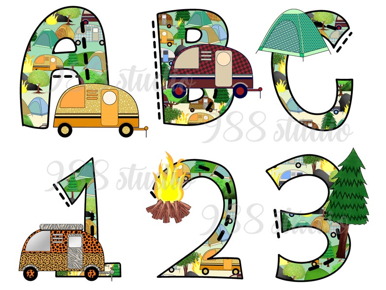 Camping Font Png, Camper Sublimation, Alphabet Letters, Camp Clip Art ...