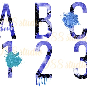 Splatter Alphabet Png, Splash Font, Sparkle Blue Letters Png, Uppercase ...
