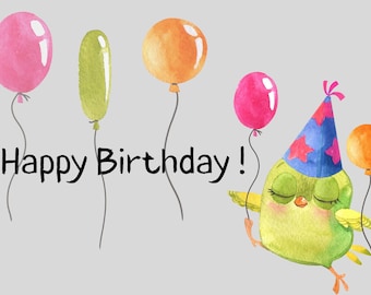 Robin Bird Printable Card Happy Birthday Greeting Card Cute Bird ...