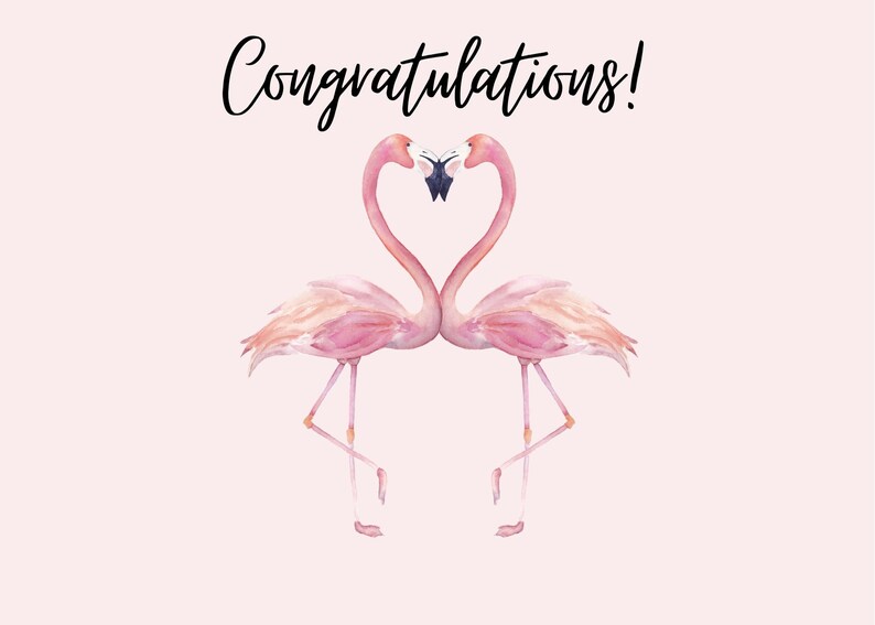 Flamingo Congratulations Card Printable - Etsy