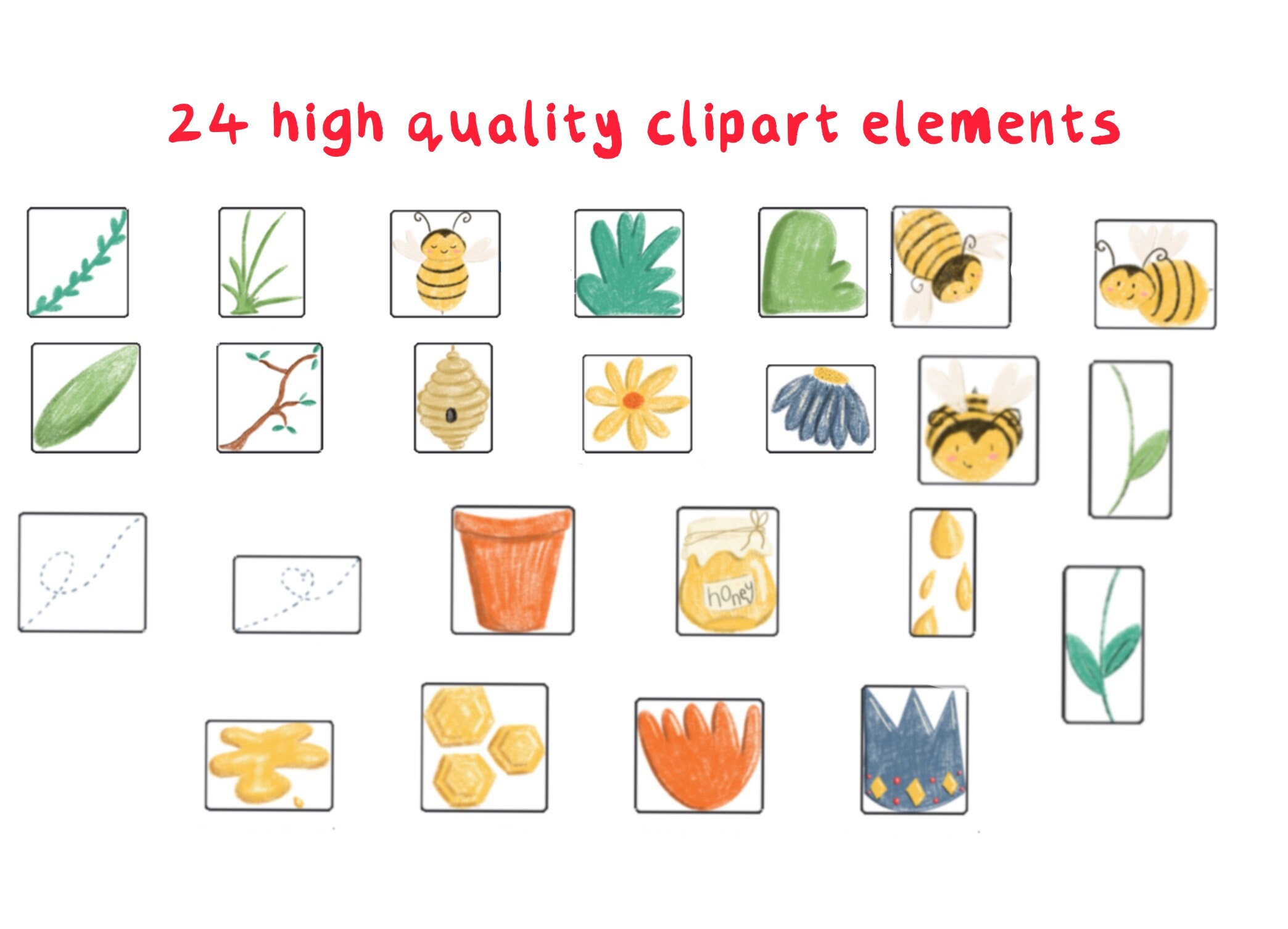 Cute Honey Bee Clipart, Spring Style, Teacher Resources, Ideal for Card ...