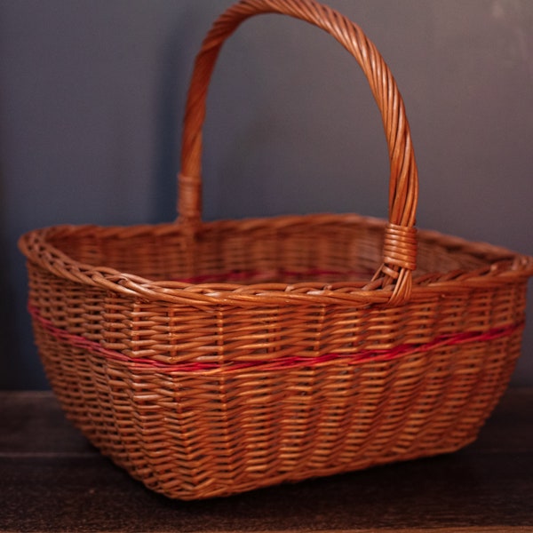 Large Flat Basket With Handle - Etsy