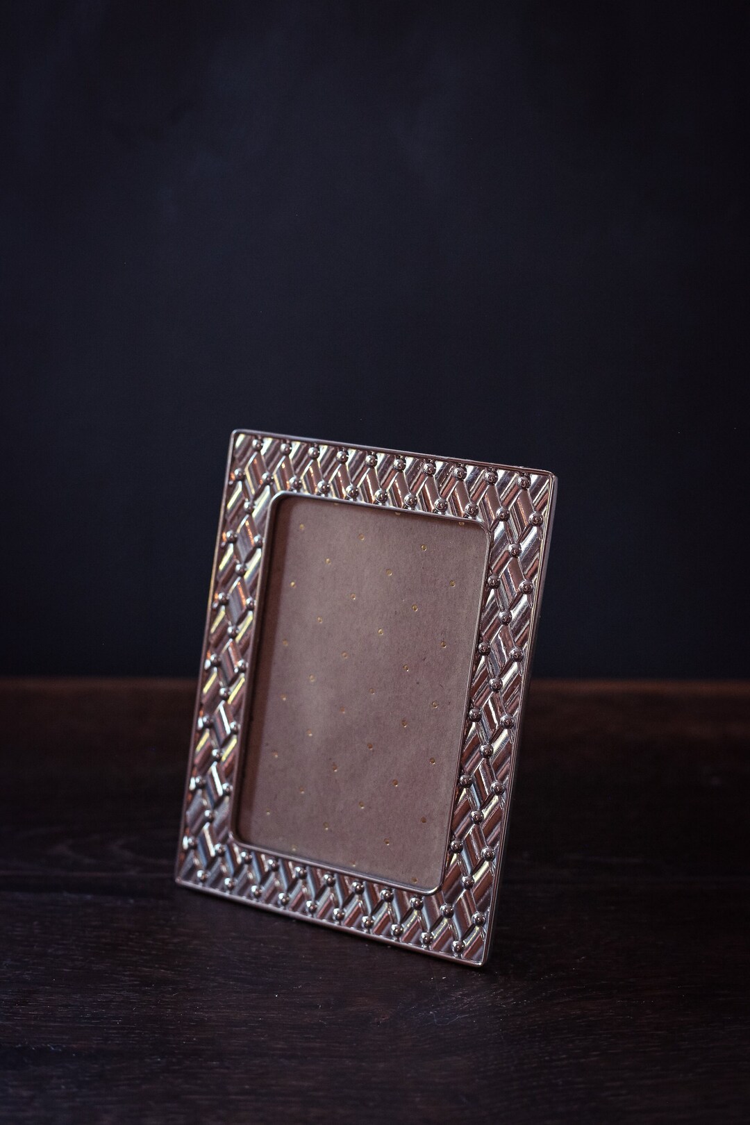 Woven Texture Metal Photo Frame - Vintage Silver Tone Tabletop Picture ...