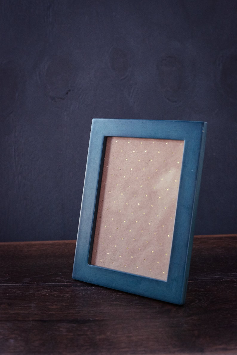 Blue Wood Midcentury Modern Photo Frame Vintage MCM Wooden Picture ...