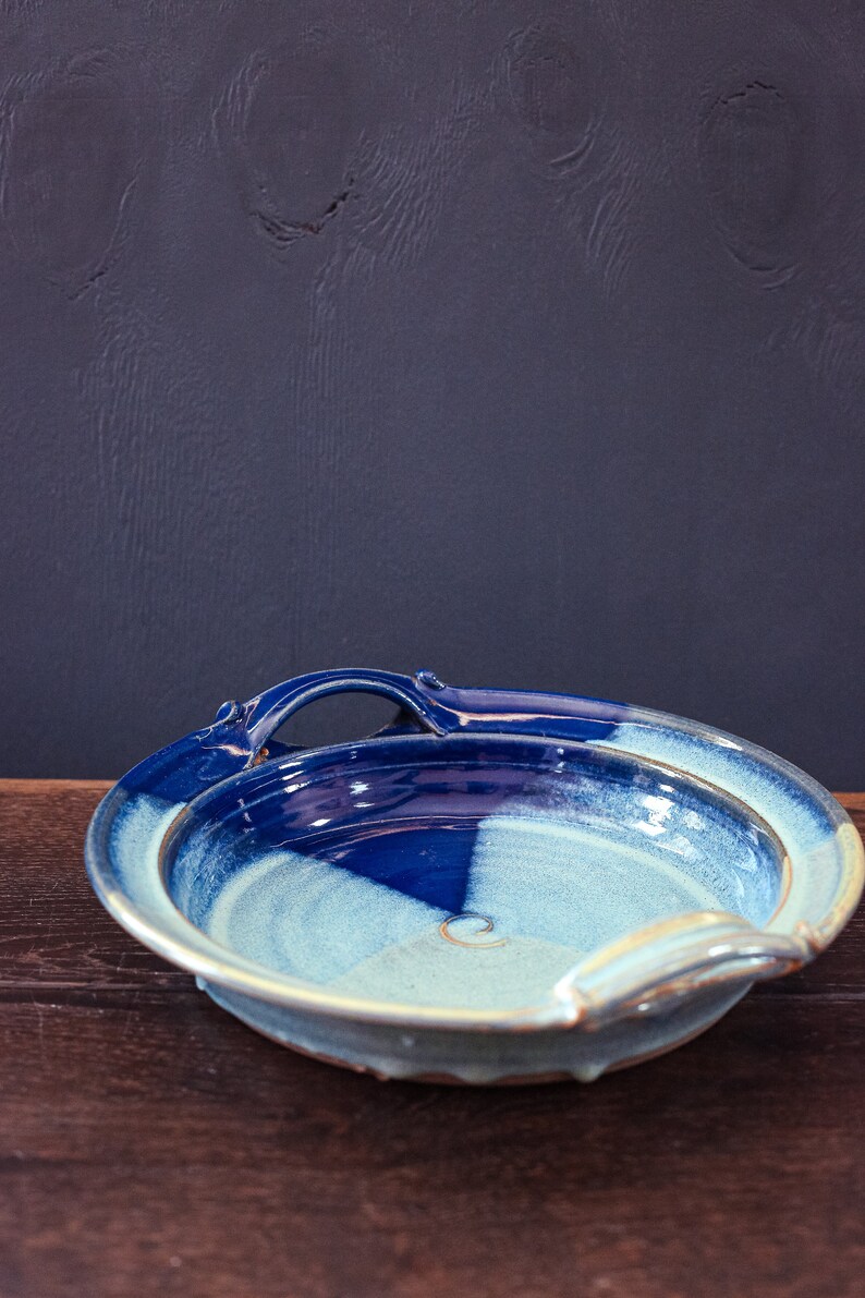 Studio Ceramic Serving Dish With Handles in Tri-color Blue - Etsy
