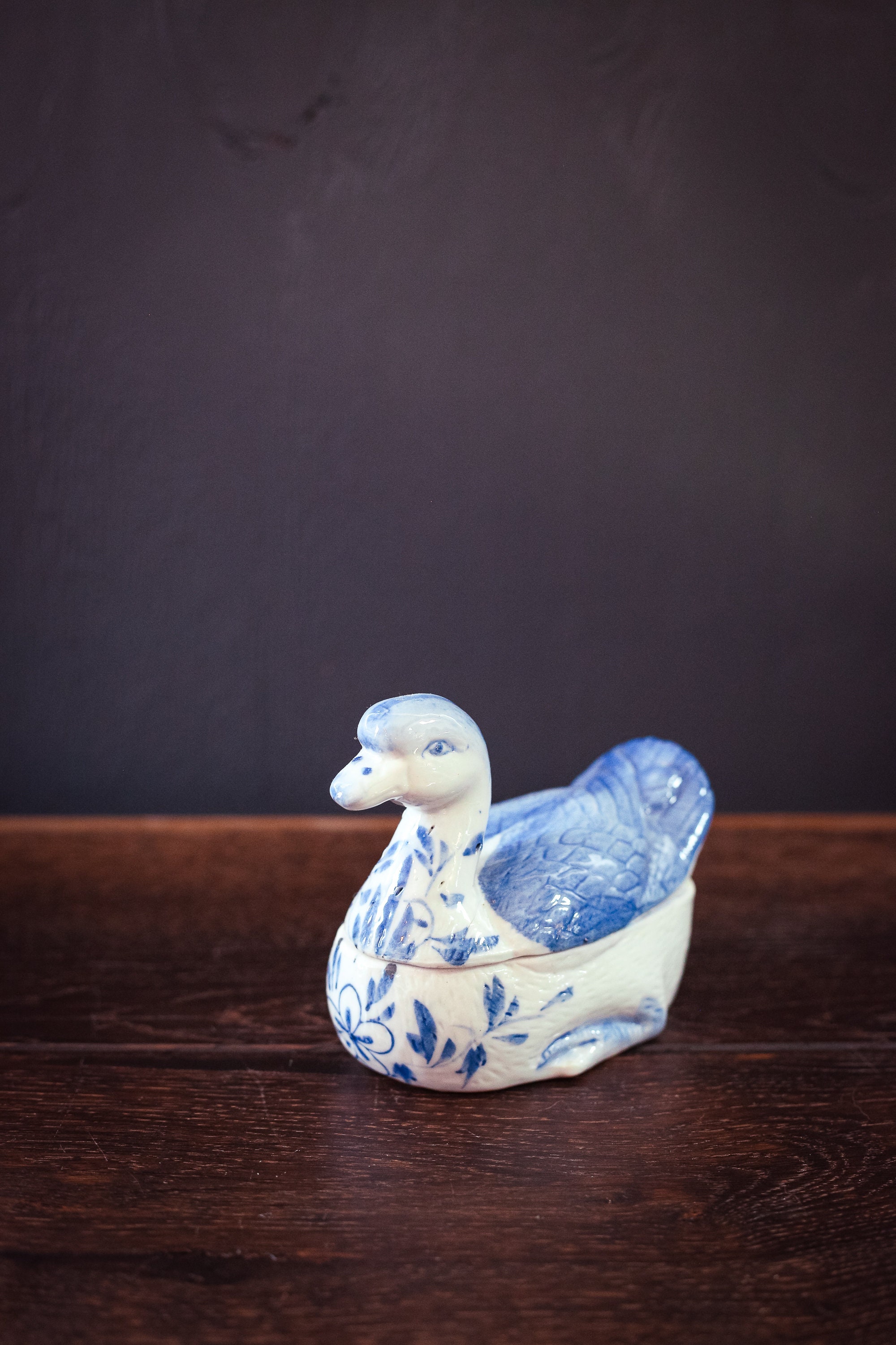 Blue White Ceramic Duck Covered Ring Dish Vintage Porcelain | Etsy
