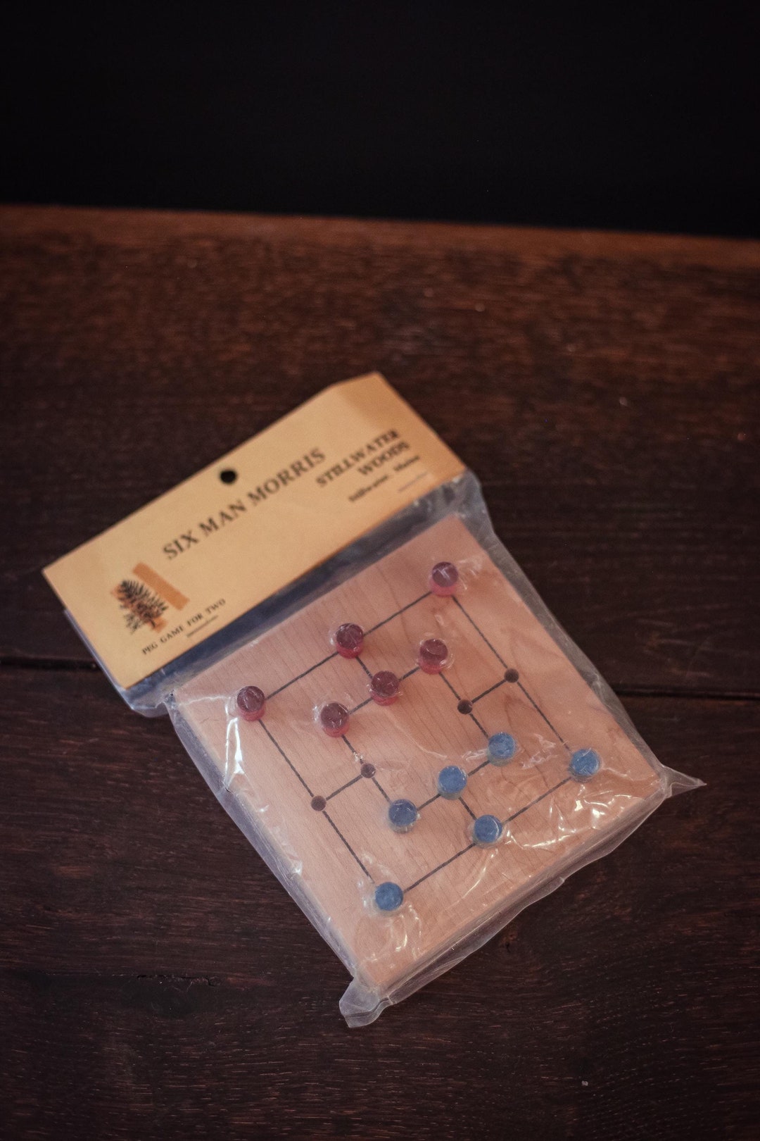 Six Man Morris Vintage Wooden Game - Wood Game Board by Stillwater ...