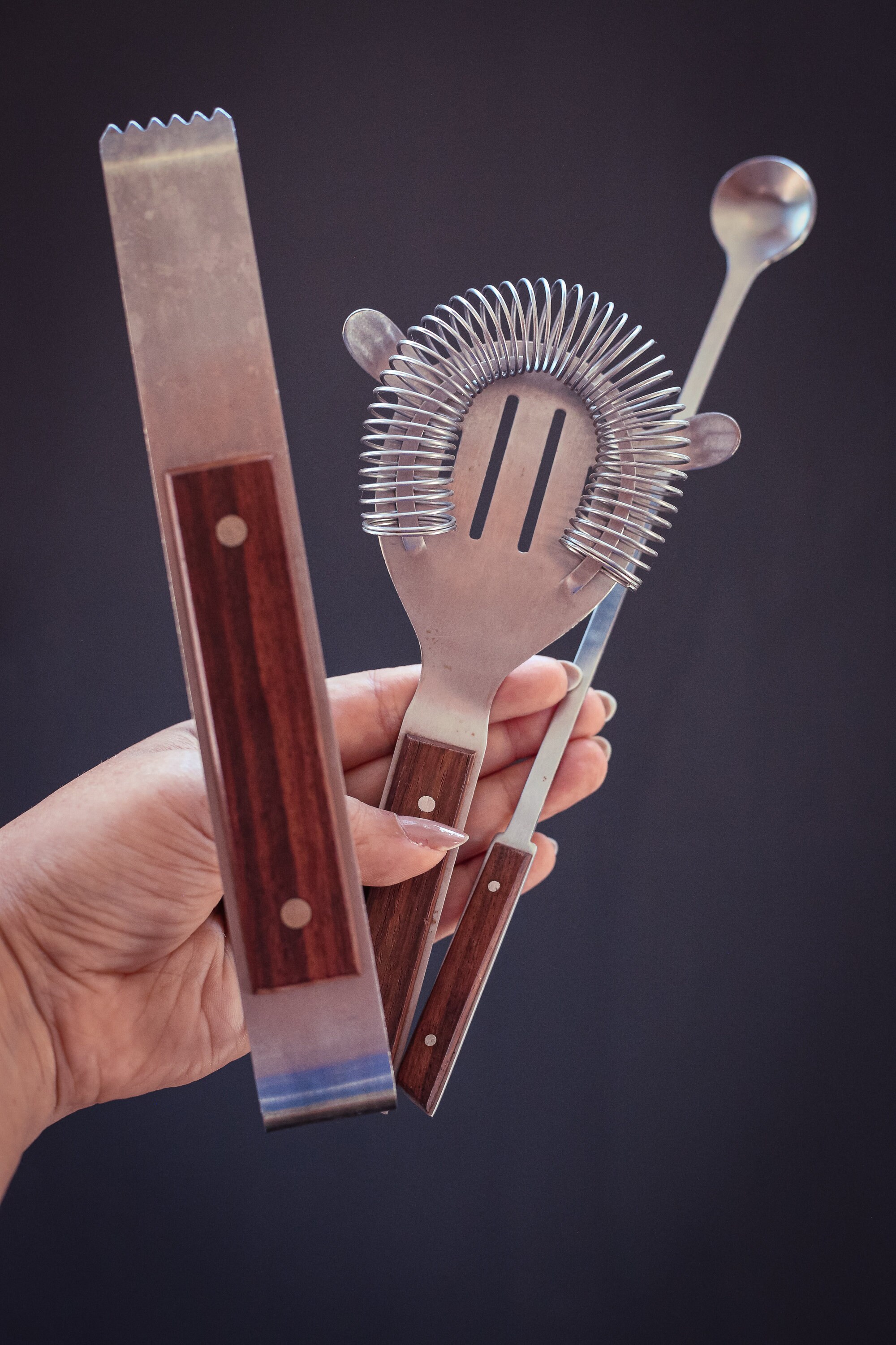 Japanese Steel and Rosewood Bar Tools Set of 3 Vintage Midcentury ...
