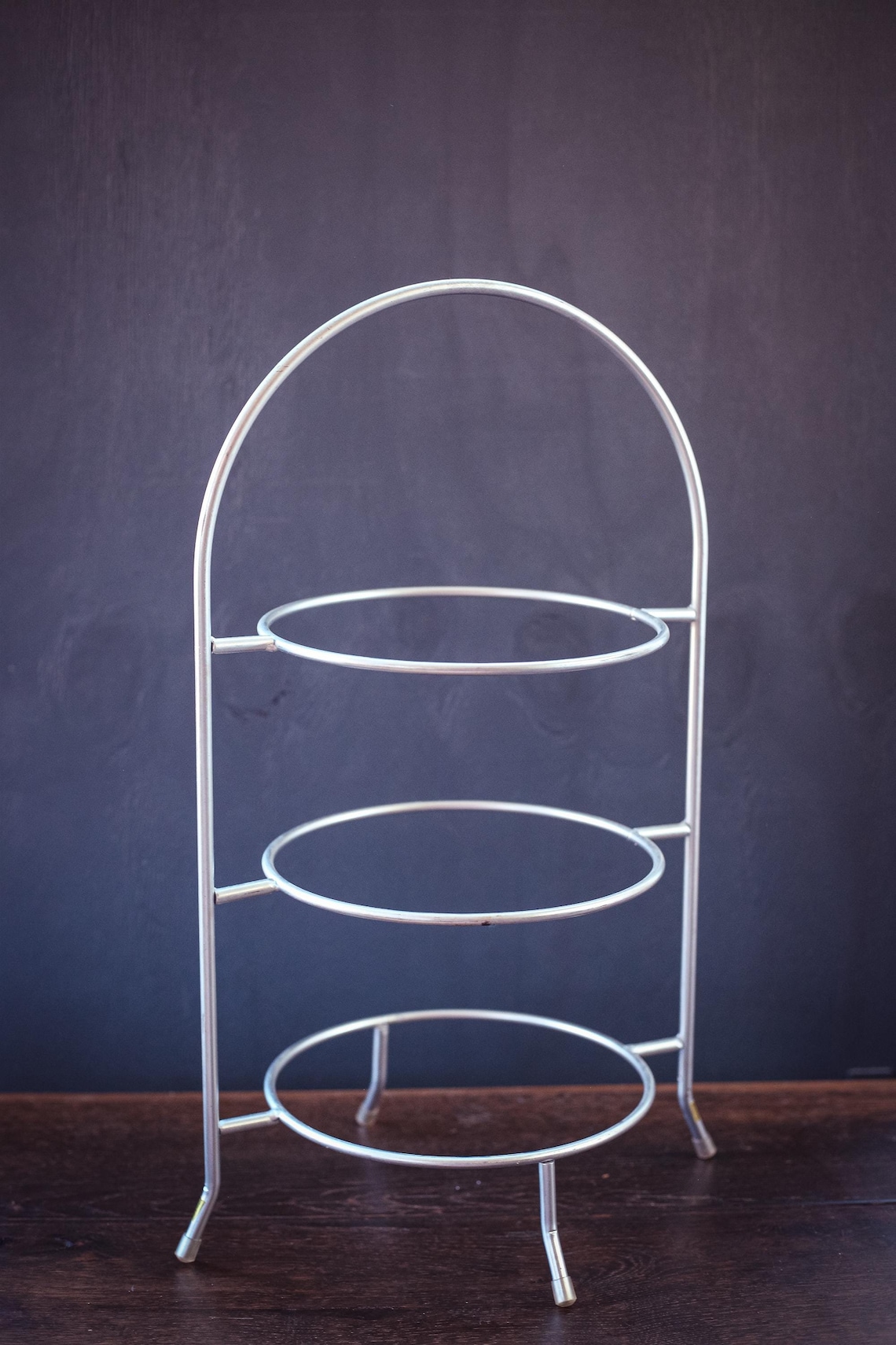 3 Tier Metal Serving Stand Satin Nickel Finish - Vintage High Tea Stand ...