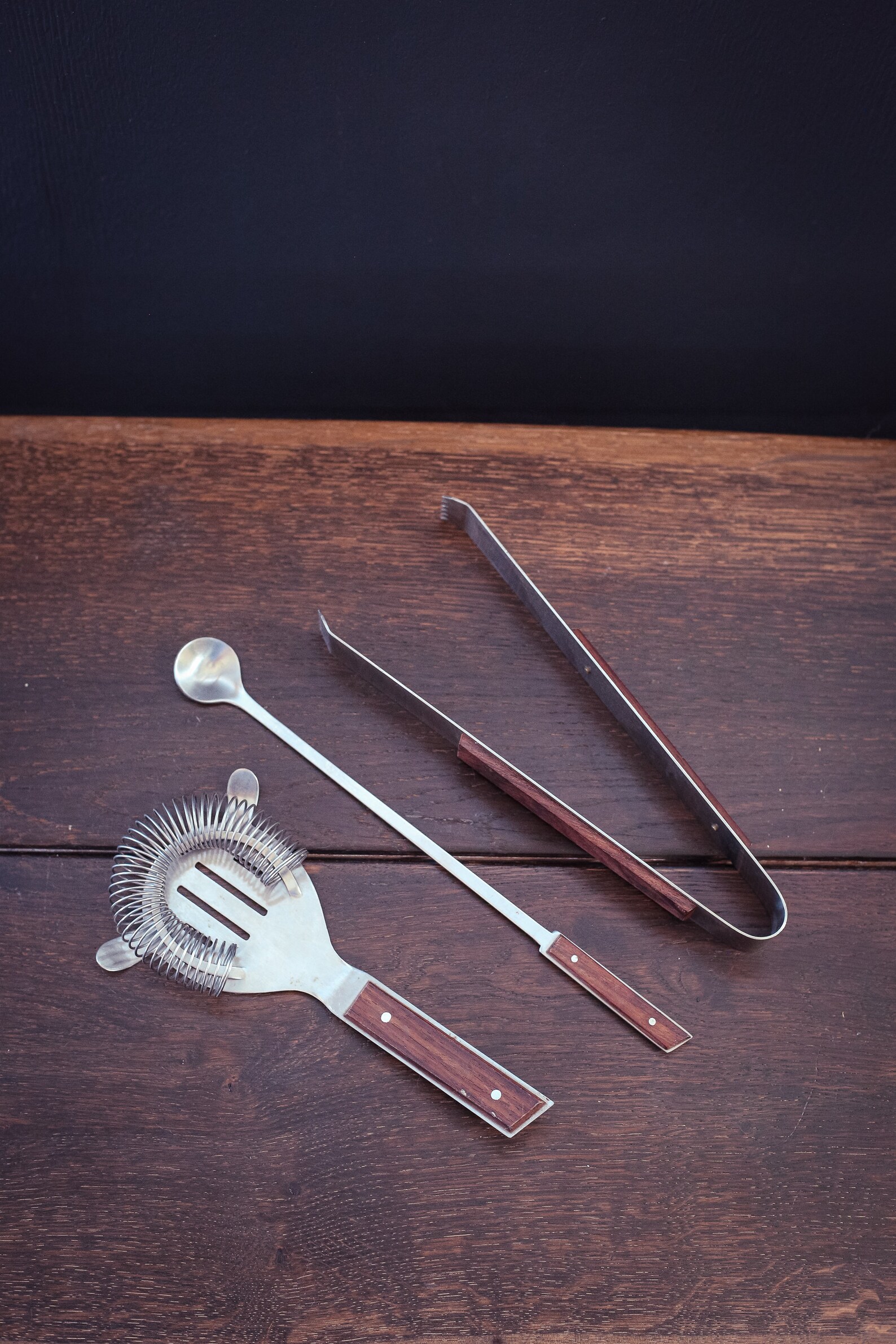 Japanese Steel and Rosewood Bar Tools Set of 3 Vintage Midcentury ...