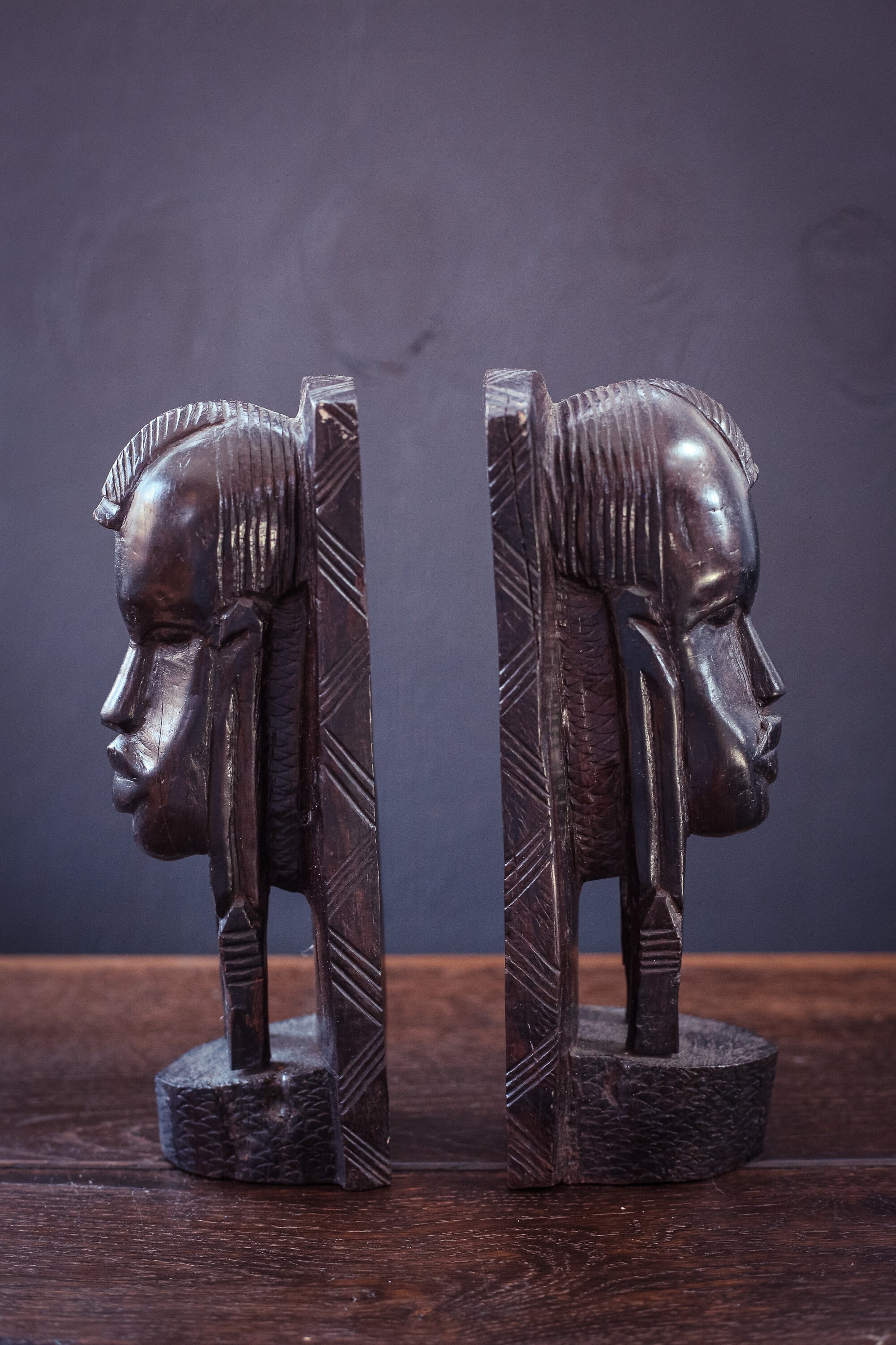 Wooden Carved Head Bookends Vintage African Carved Wood Book Ends - Etsy