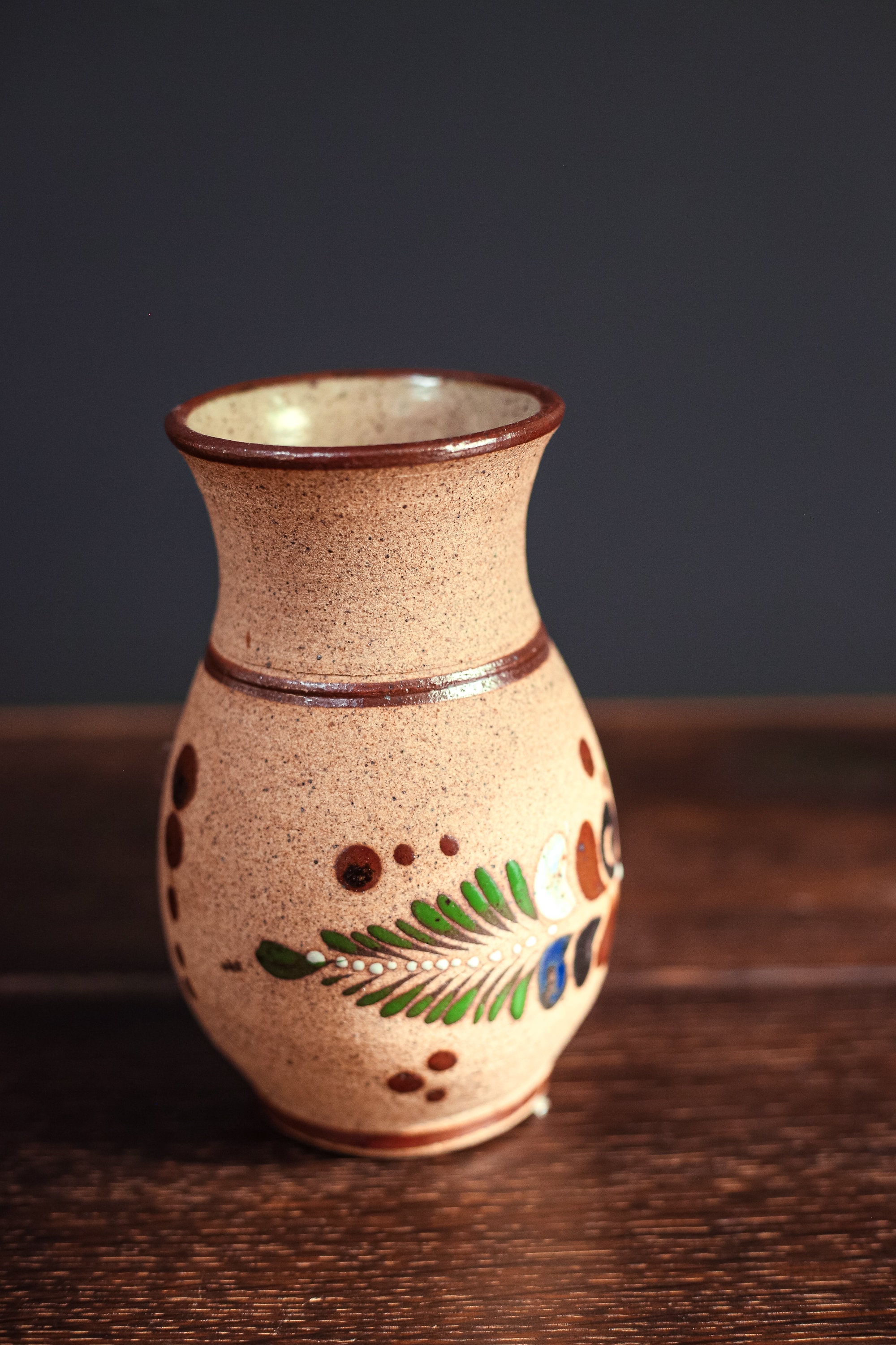 Mexican Pottery Vase Hand Painted Earthenware Vase Tonala | Etsy