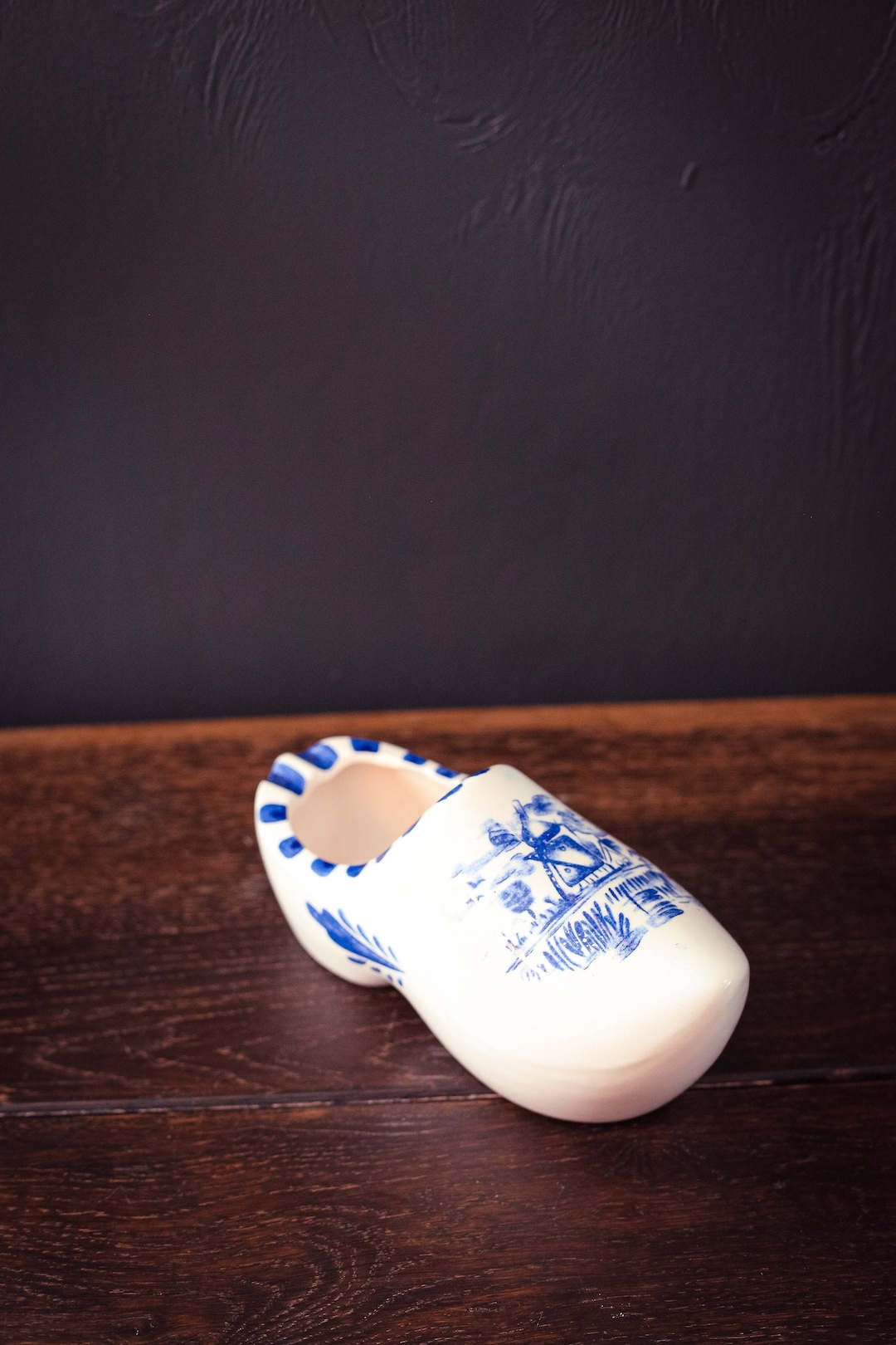 Ceramic Clog With Delft Windmill Design - Large Vintage Blue & White ...