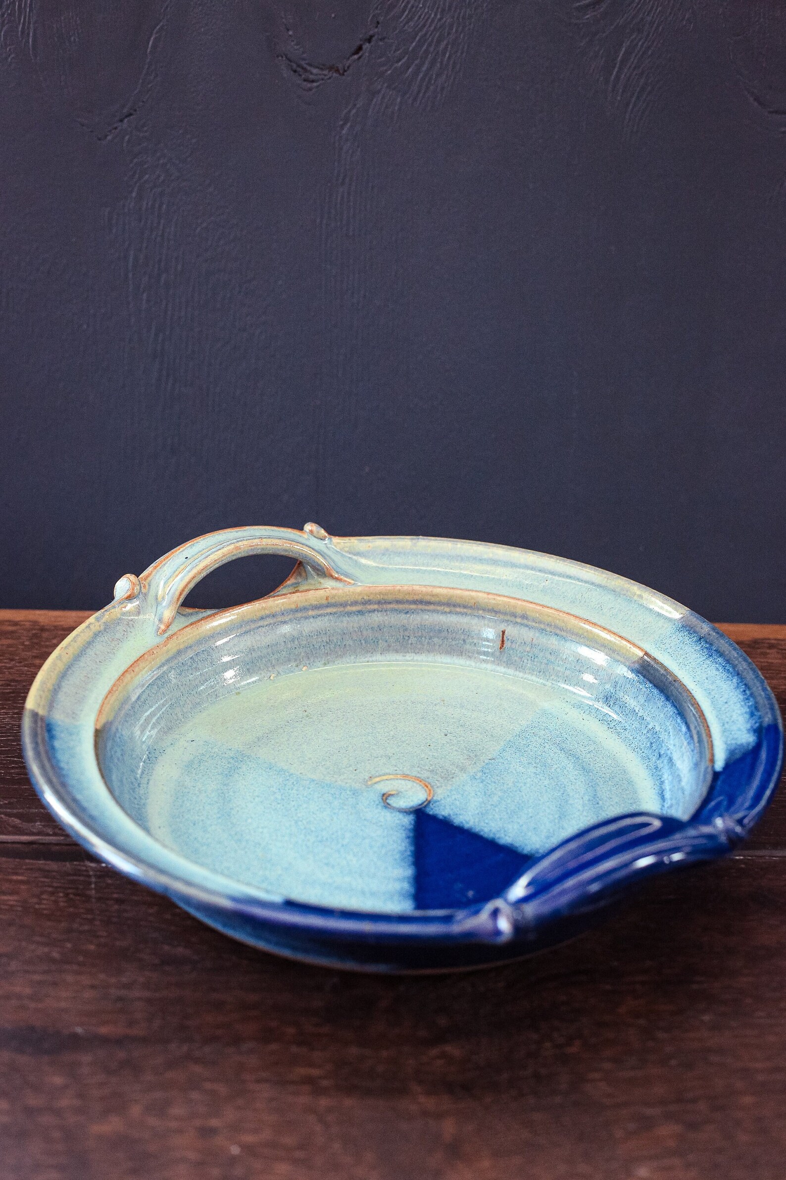 Studio Ceramic Serving Dish With Handles in Tri-color Blue - Etsy