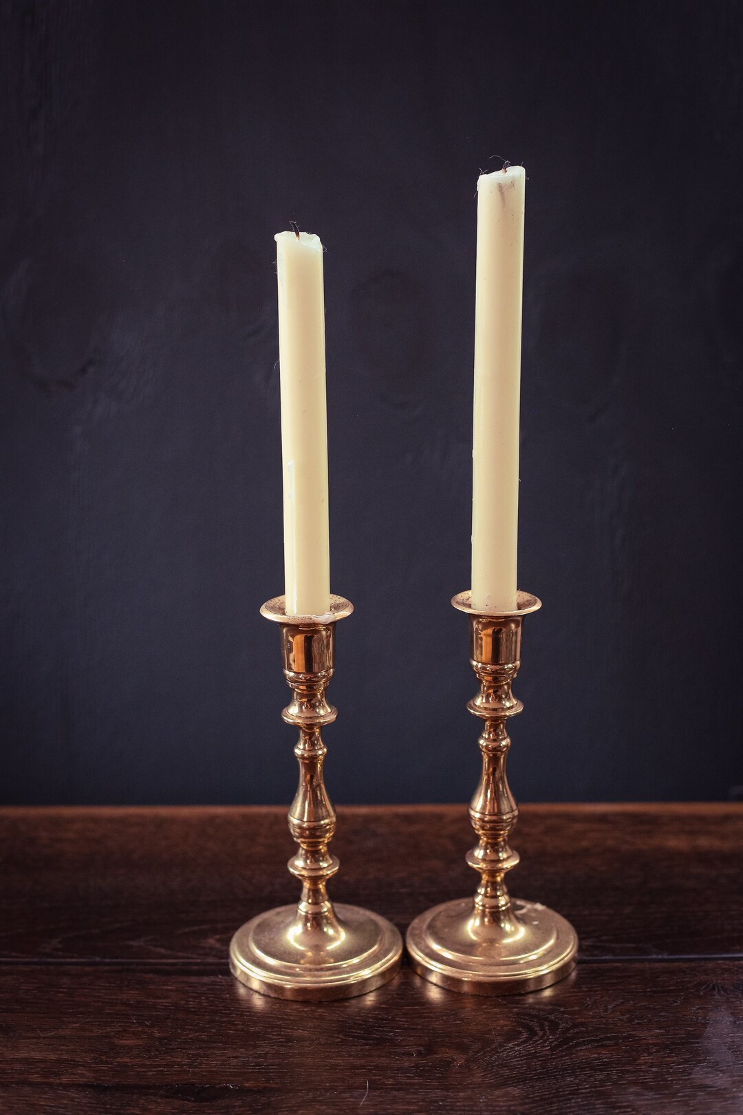 Pair of Solid Brass Candle Holders Vintage Midcentury Modern Brass ...