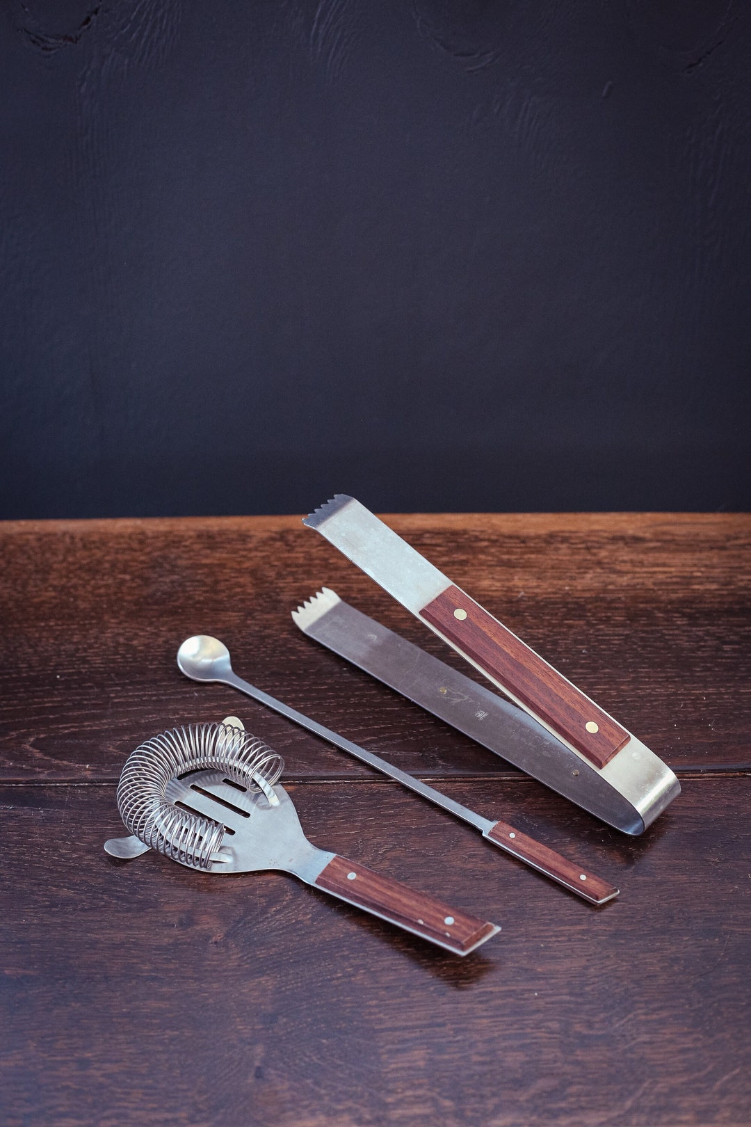 Japanese Steel and Rosewood Bar Tools Set of 3 - Vintage Midcentury ...