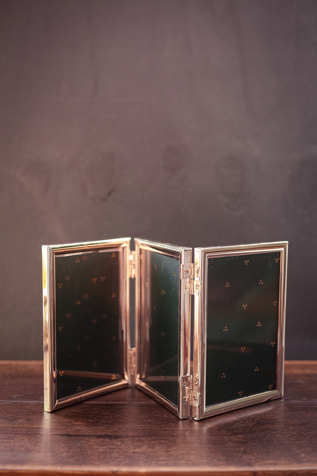 Chrome Folding Triptych Photo Frame Vintage Shiny Silver Picture Frame ...