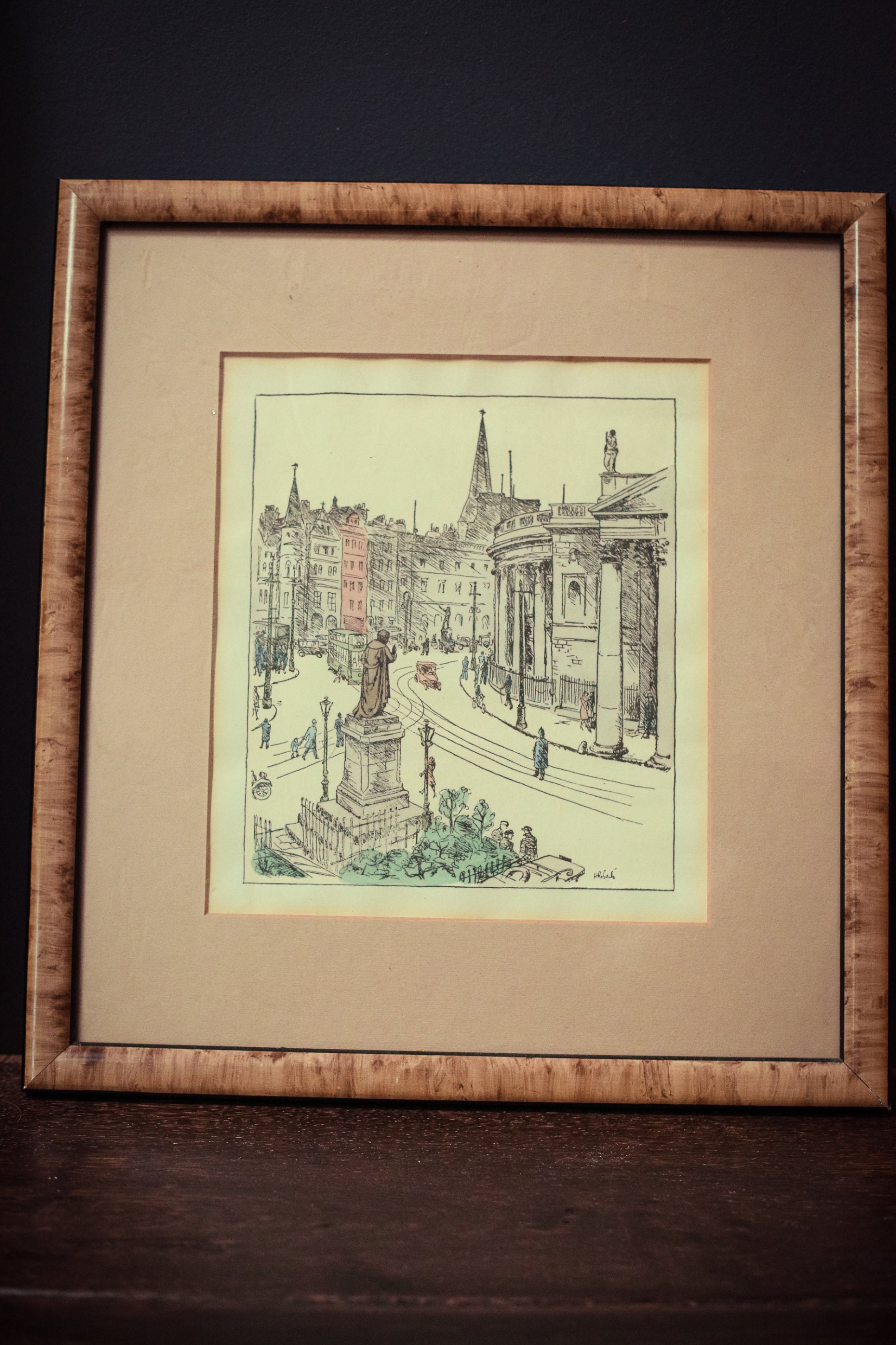 Hand Painted City Scene Print - Signed & Custom Framed Vintage Art - Etsy