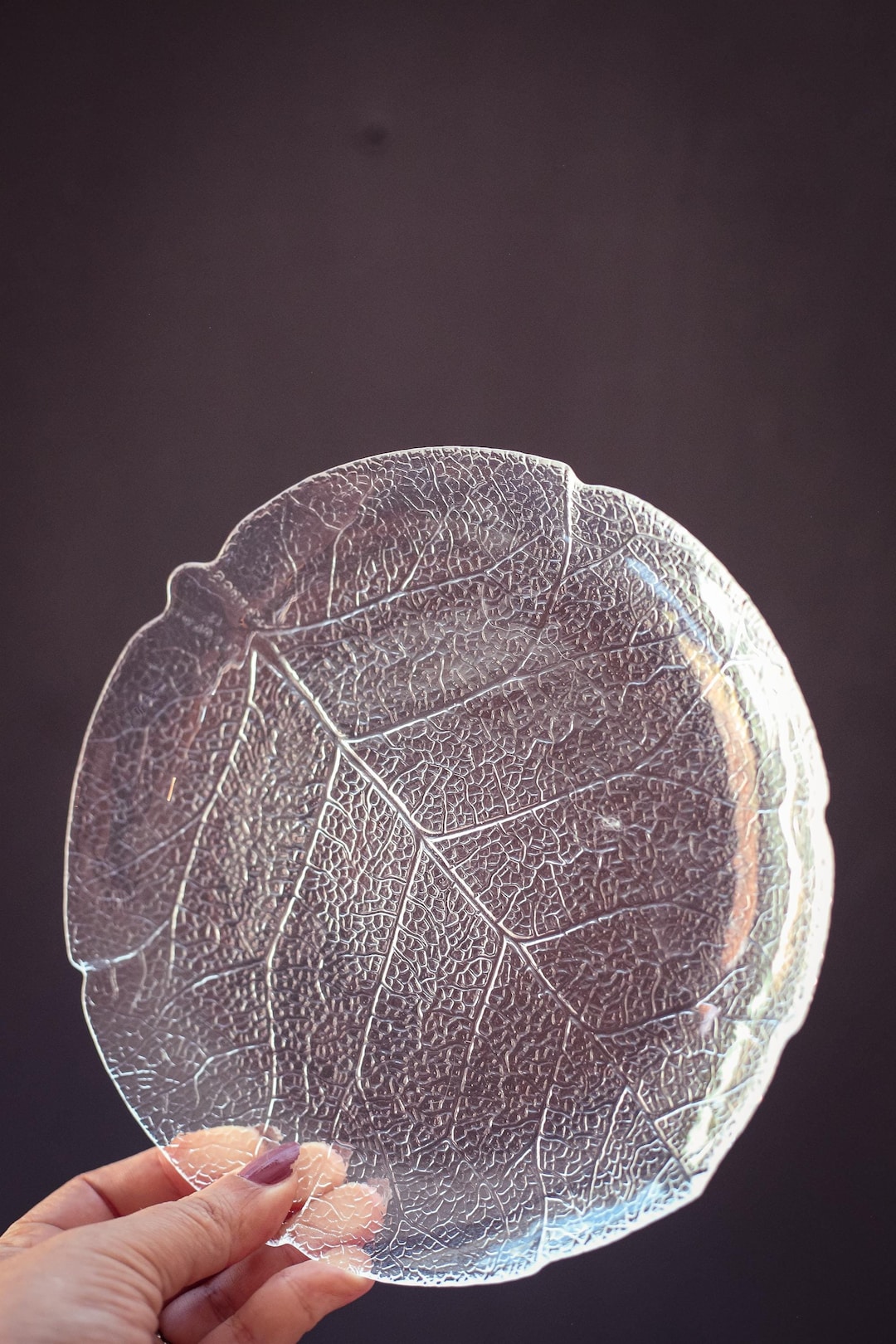 Arcoroc Aspen Leaf Shaped Plates Set of 5- Vintage Arcoroc France Glass ...