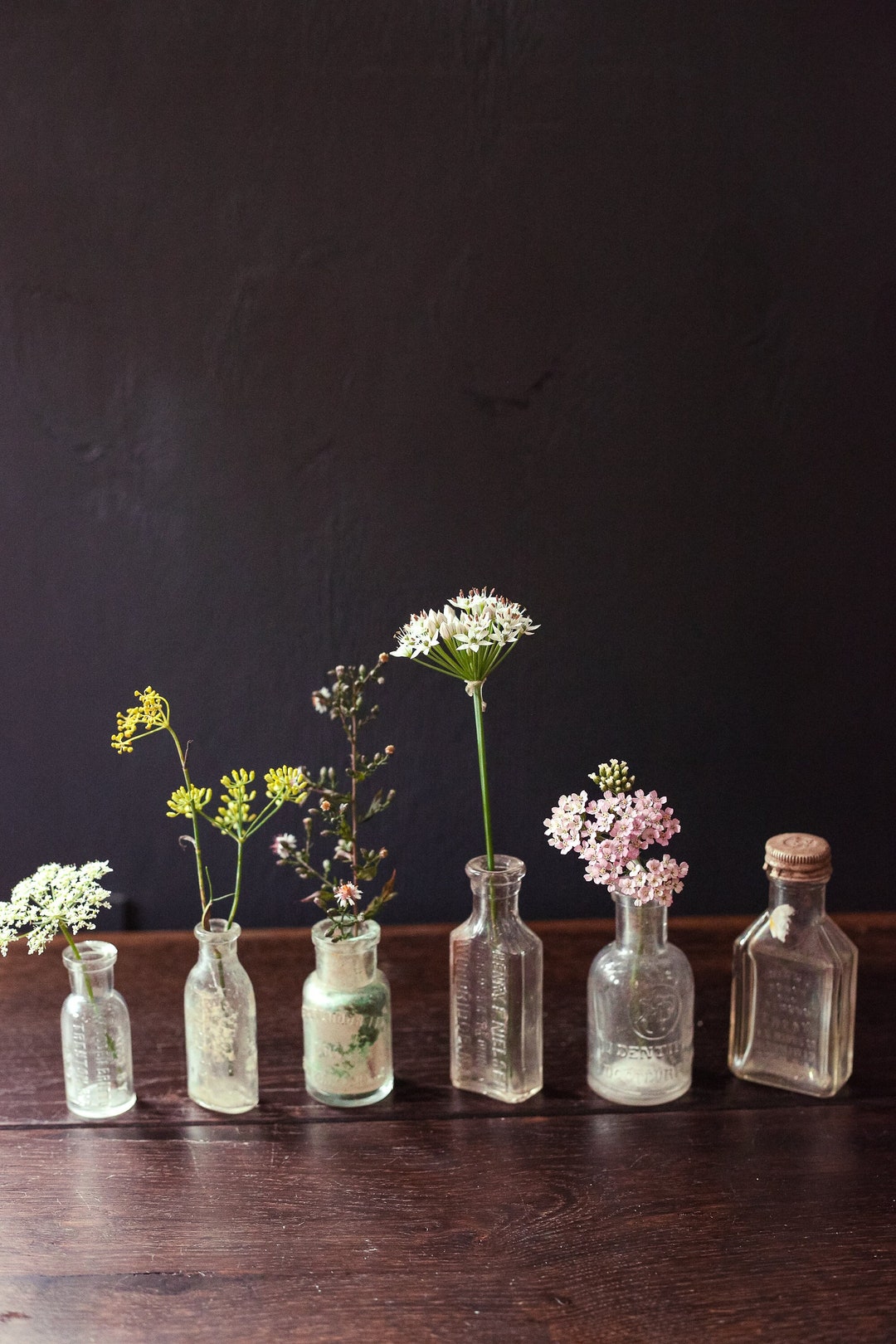 Collection of Six Antique Miniature Bottles Vials Antique Glass Bottles ...